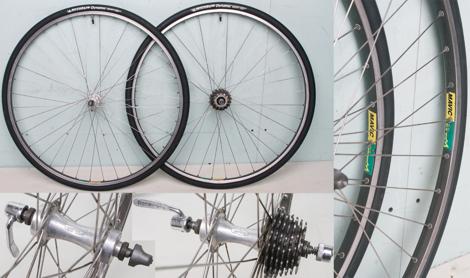 MAVIC SMALL FLANGE FREEWHEEL HUBS on 700C 36H MAVIC MA40 CLINCHER RIMS ...